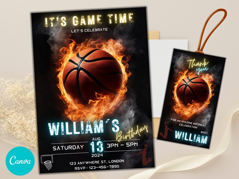 Editable Basketball Birthday Invitation, Basketball Party Invitation ...