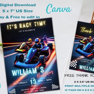 Editable Racing Birthday Invitation, Karting Party Invitation,diy ...