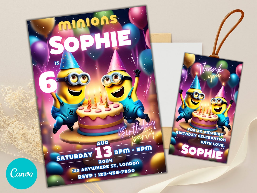 Editable Minion Birthday Invitation, Minion Party Invitation, Custom ...