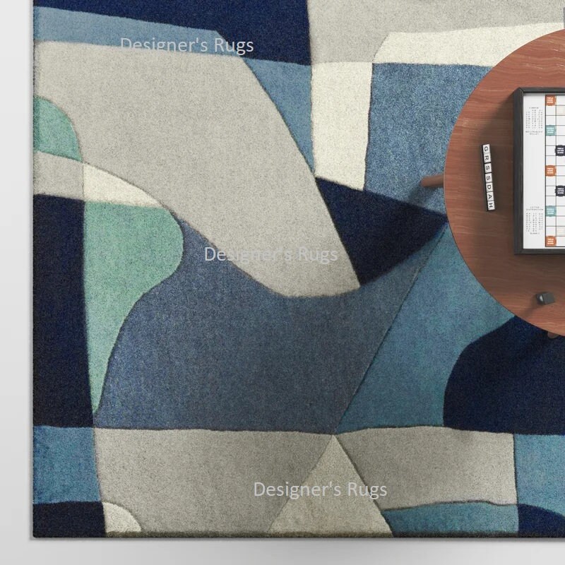 Shades of Blue Modern Hand Tufted Rugs in 100% New Zealand Wool ...