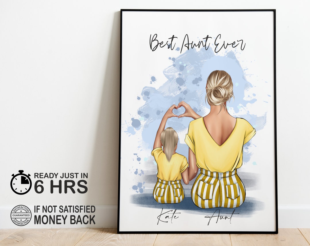 Personalized Auntie Gift Print: Custom Family Portrait From Niece - Etsy