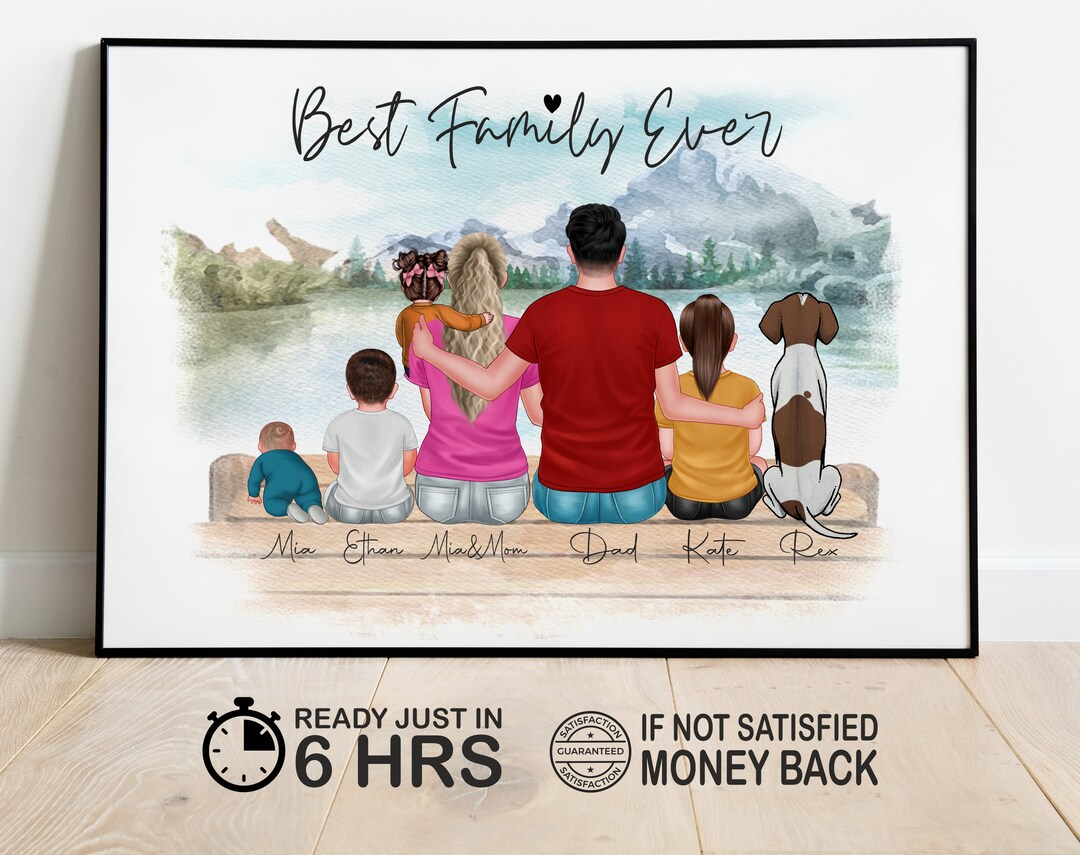 Personalised Family Print, Custom Family Gift, Family Dog Print ...