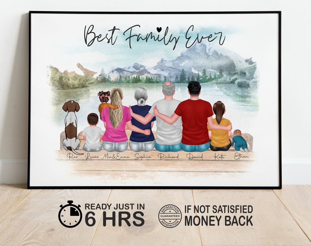 Personalised Family Print, Custom Family Gift, Family Dog Print ...