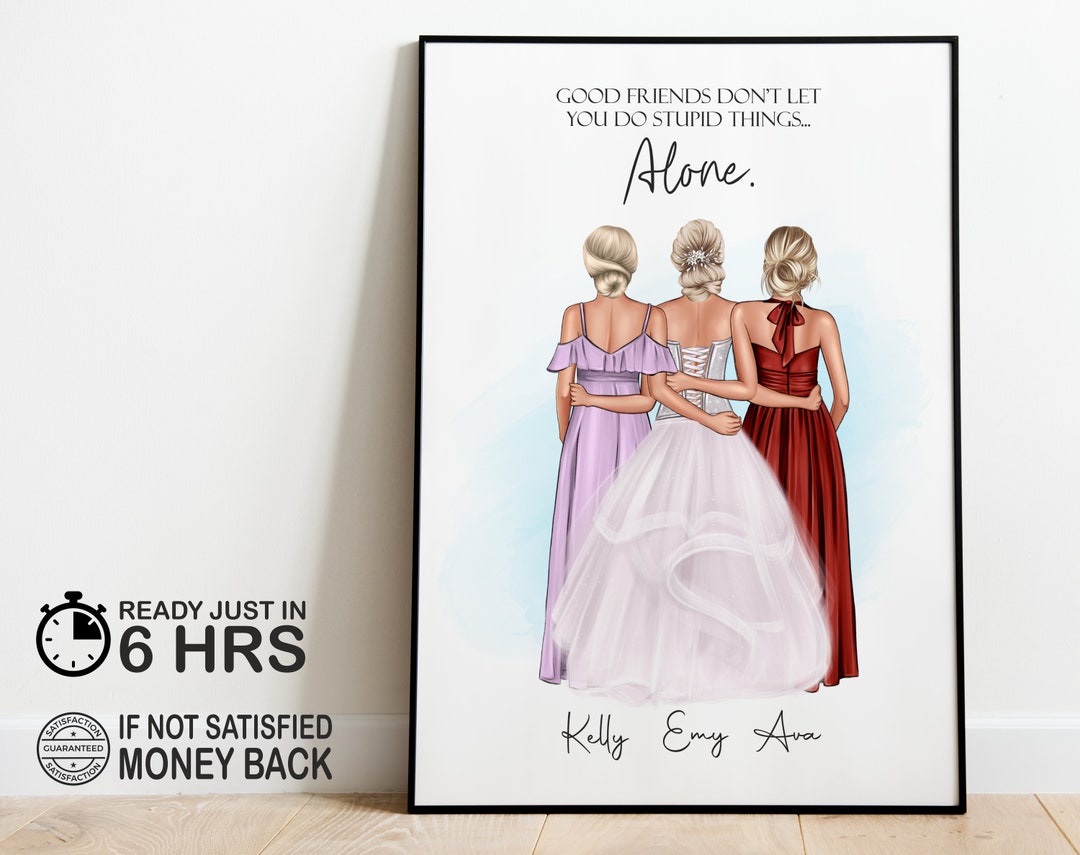 Custom Wedding Gift for Best Friend, Personalised Wedding Print, Gift ...