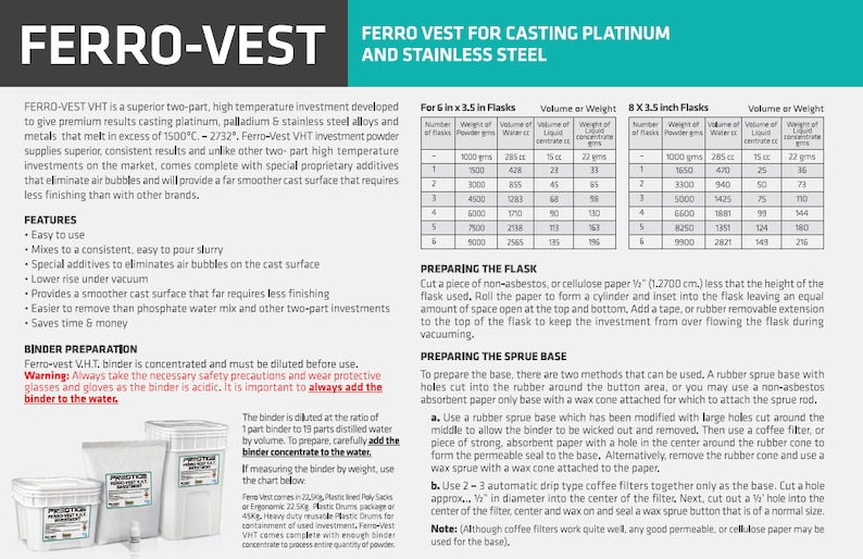 Certus Ferro-vest Investment Material - Etsy