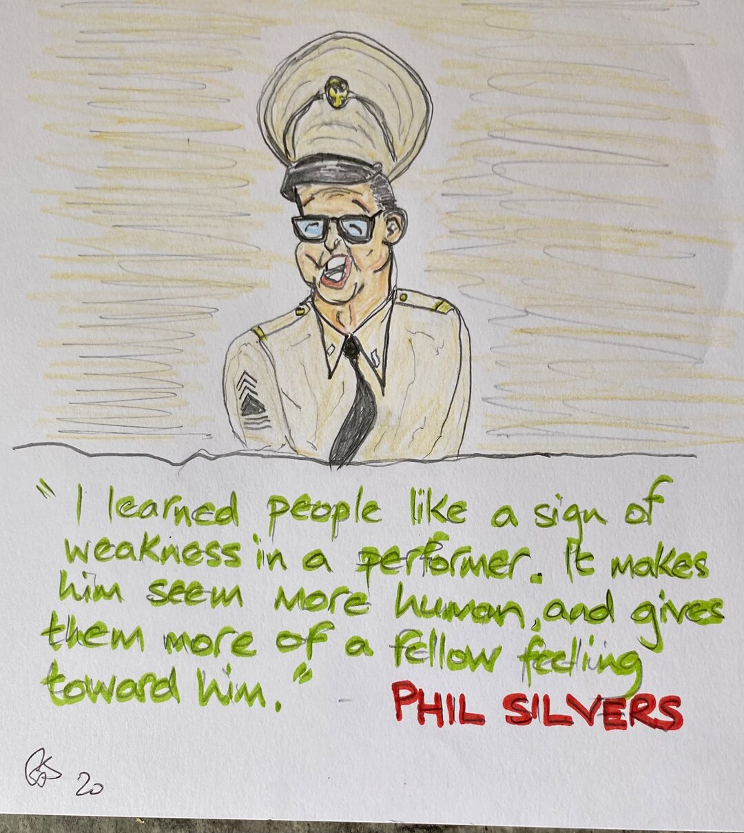 Phil Silvers como caricatura del sargento Bilko - Etsy México