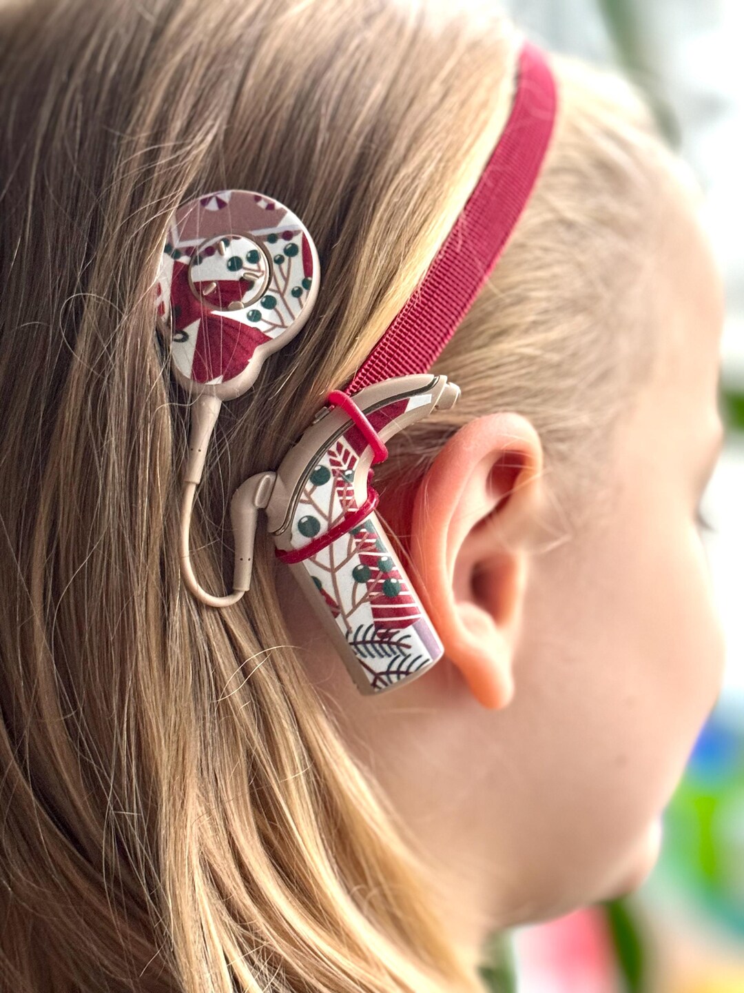 Red Color Non Slip Hearing Implant Headband Sticker christmas for ...