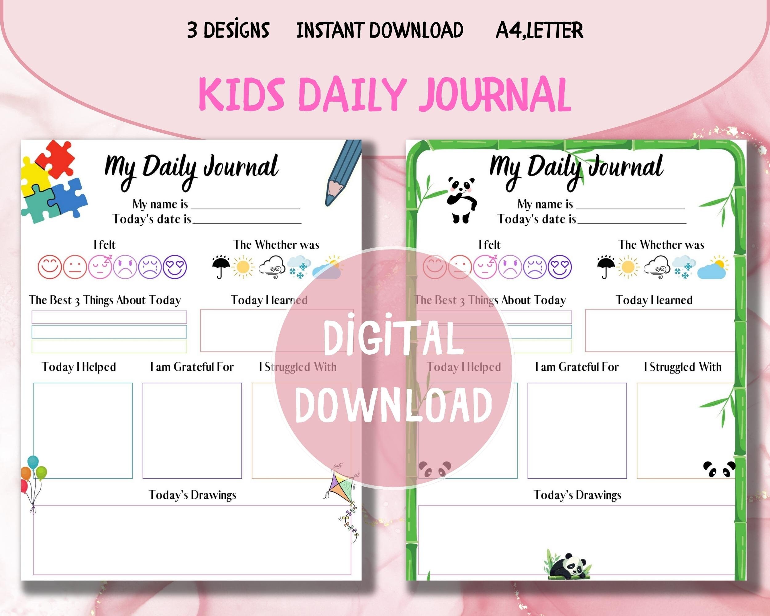 Kids Daily Journal Printable Journal for Kids Diary for - Etsy