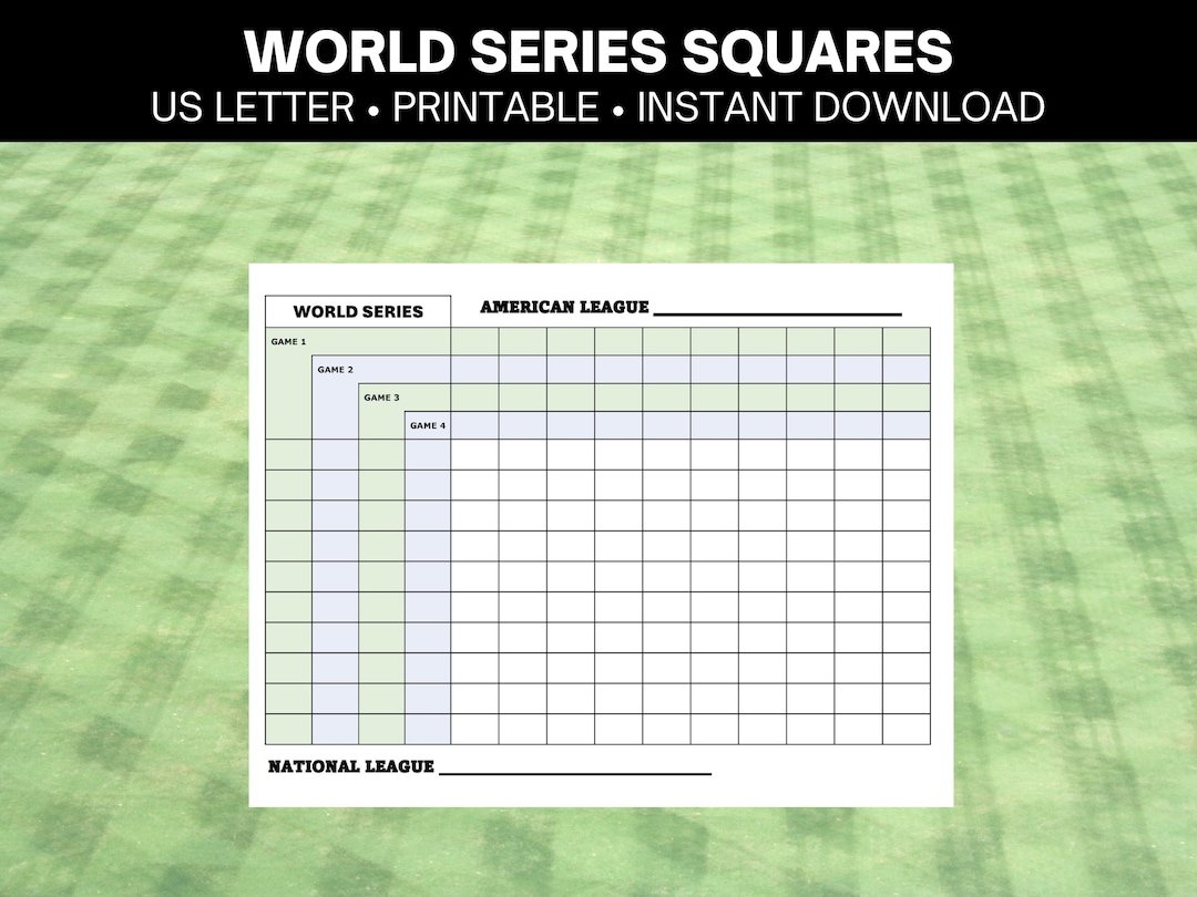 World Series Baseball | 4 Game Series Squares | Printable Digital ...
