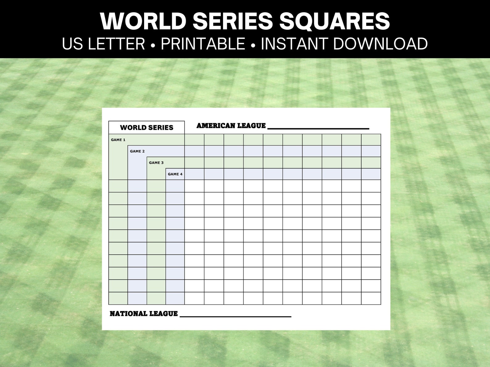 World Series Baseball | 4 Game Series Squares | Printable Digital ...