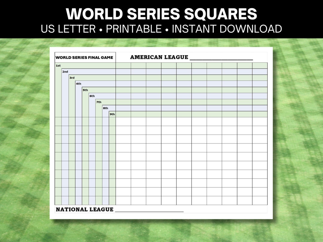 World Series Baseball | Final Game Squares | Printable Digital Download ...