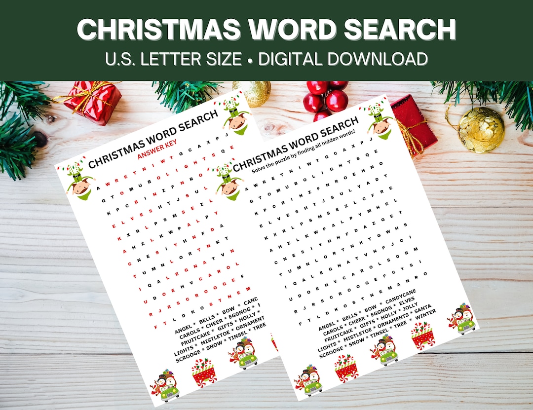 Digital Printable Christmas Word Search | Holiday Puzzle | US Letter ...