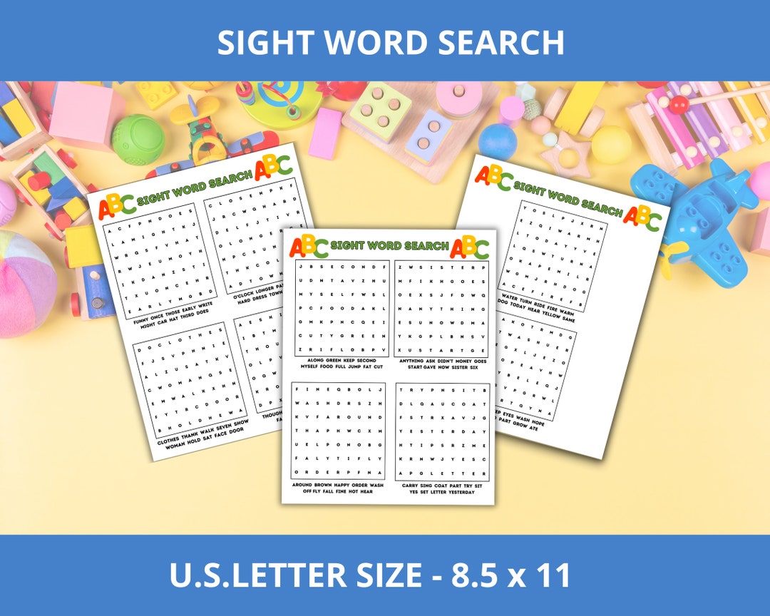 Sight Word Search Learning Puzzle Teach Kids to Read - Etsy
