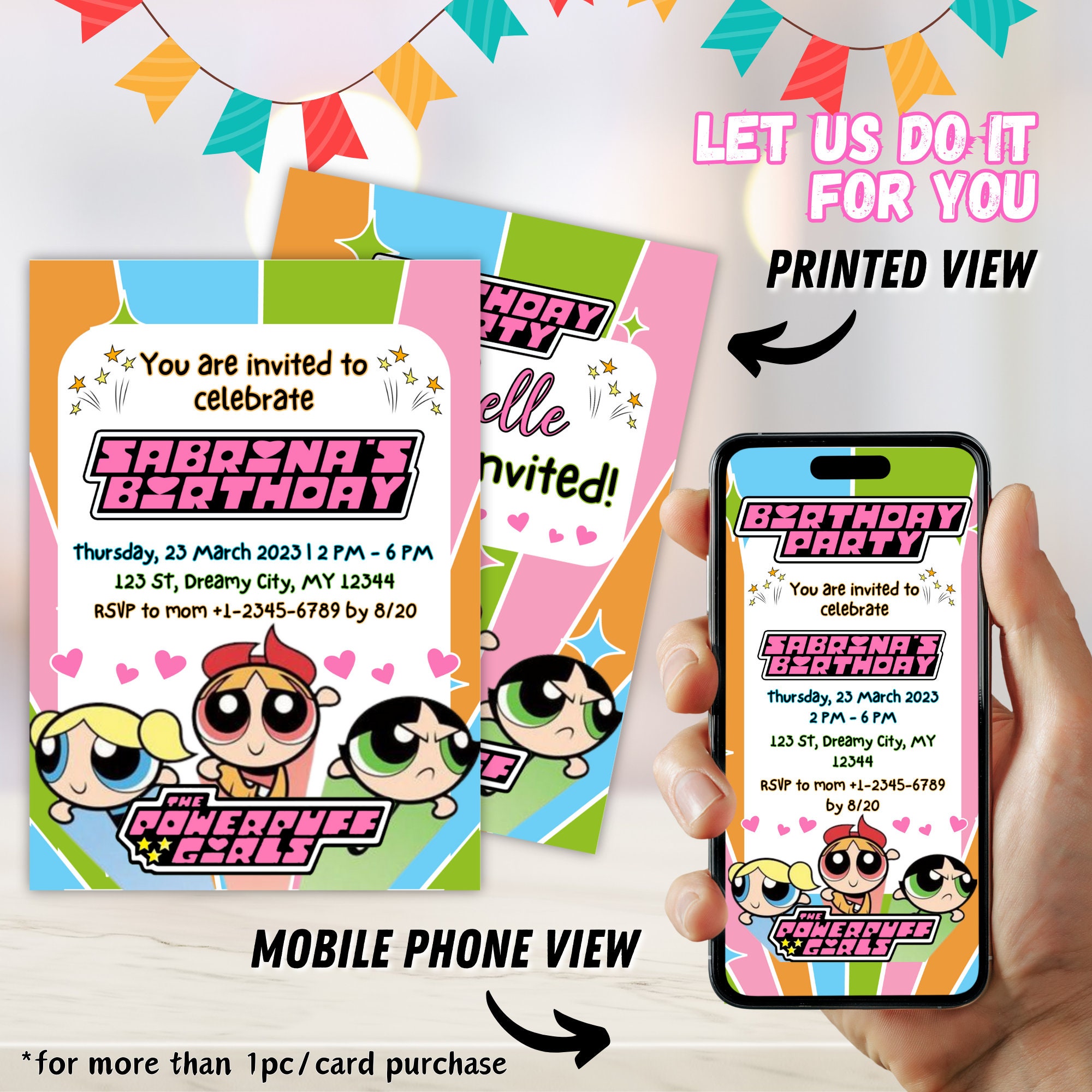 Powerpuff Girls Birthday Invitation Editable, Powerpuff Girls Birthday ...