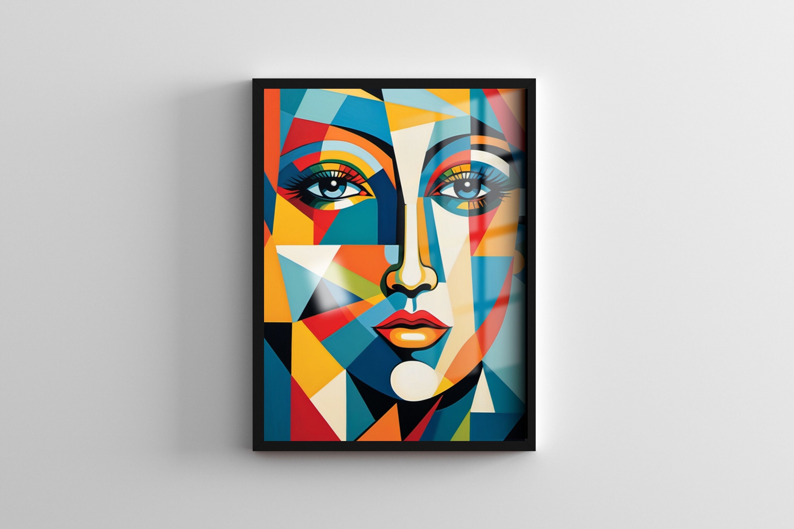 Cubist Female, Digital Art, Ai Generated Set of 2 Vibrant and Colourful ...