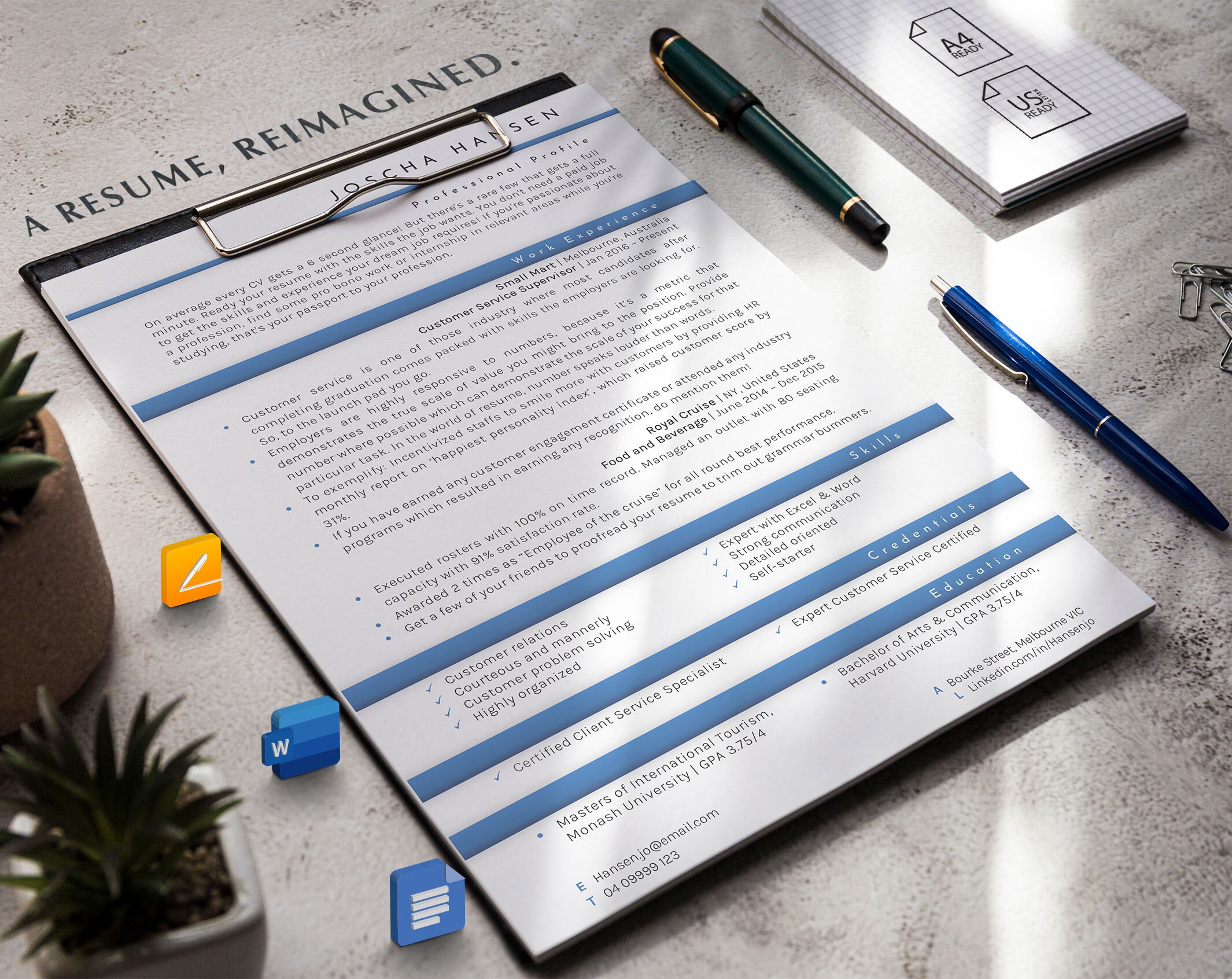 CUSTOMER SERVICE RESUME Template, Ats Resume Customer Service, Call ...
