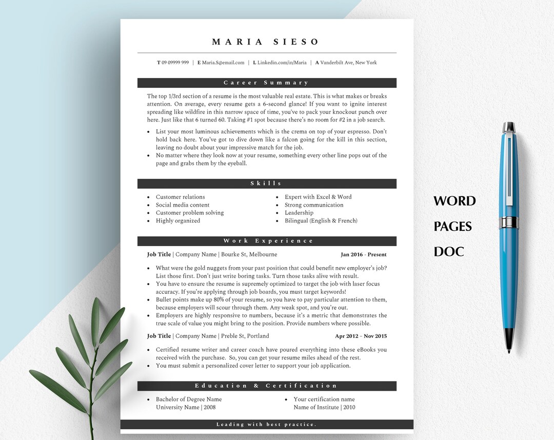 BASIC RESUME EXAMPLE, Clean Template Microsoft Word, Minimalist Resume ...