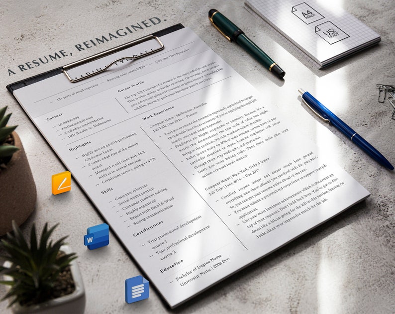 ATS FRIENDLY RESUME Template for Google Docs, Word Resume Template ...