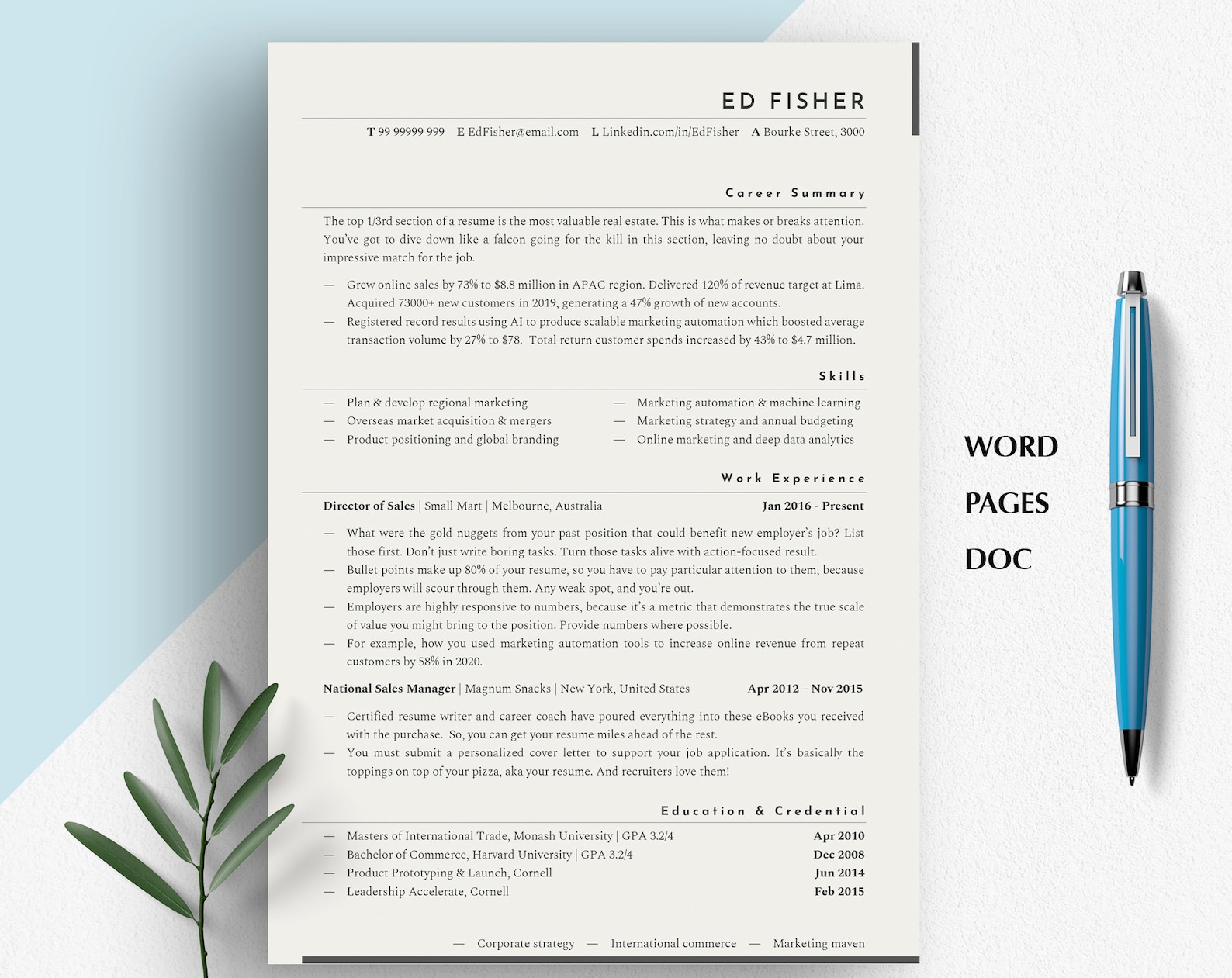EXECUTIVE ASSISTANT RESUME, Executive Resume Template Ats, Resume ...
