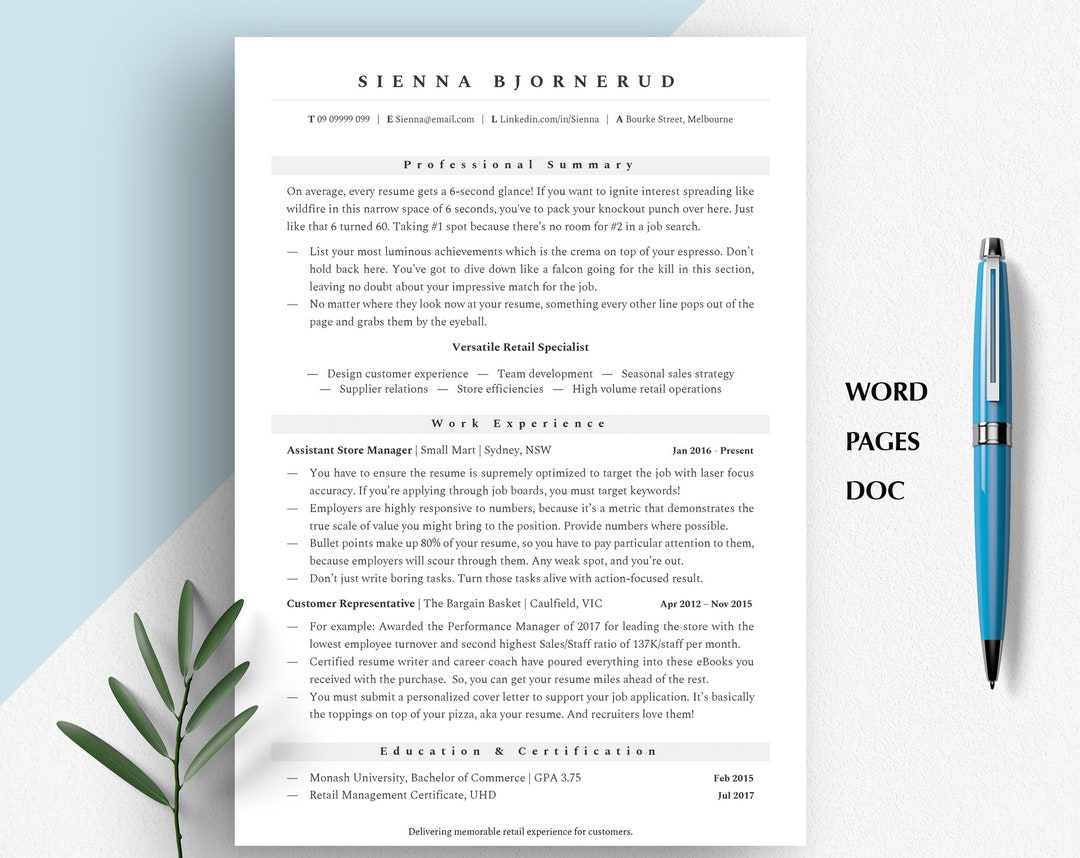 Basic Resume Example, Clean Template Microsoft Word, Minimalist Resume ...