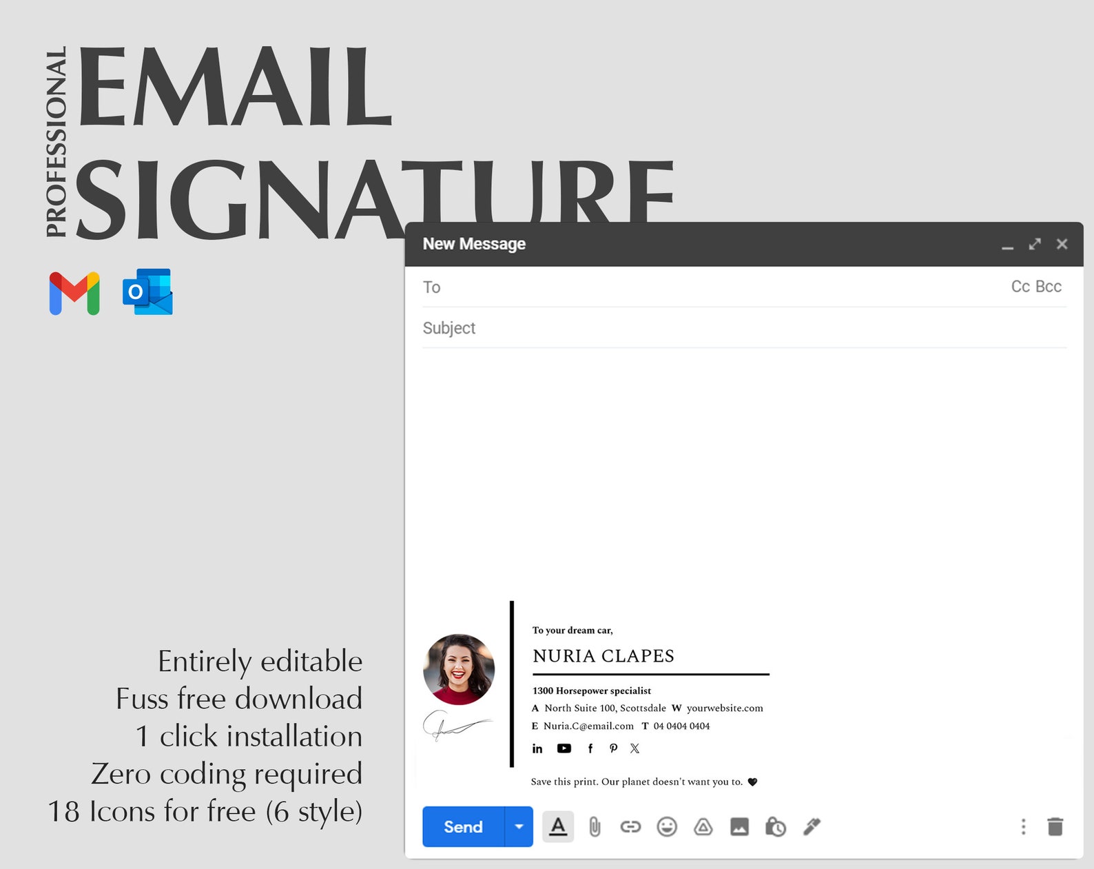Email Signature Template, Email Signature Newsletter, Email Signature ...