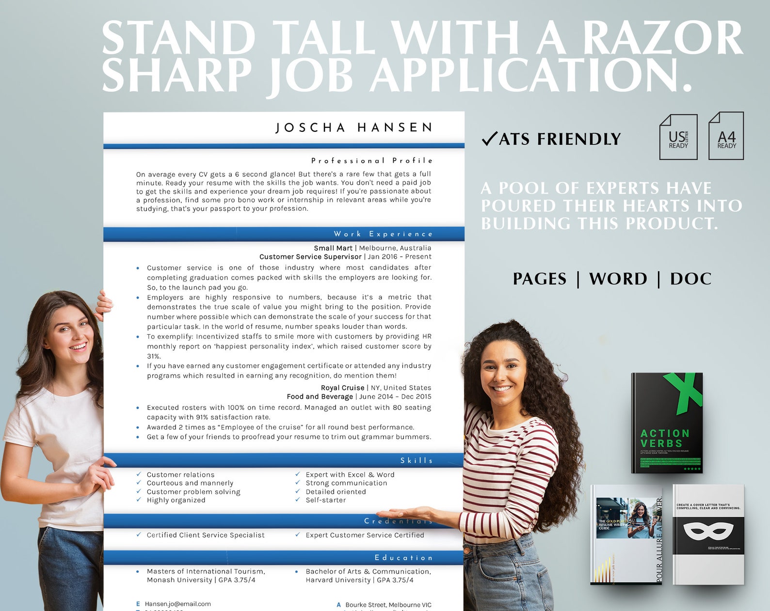 CUSTOMER SERVICE RESUME Template, Ats Resume Customer Service, Call ...