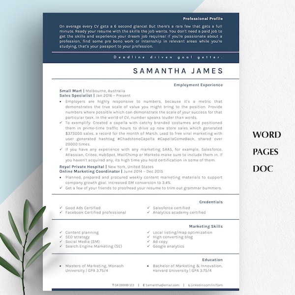 Resume Template Retail Management - Etsy