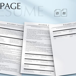 ATS Customer Service Resume Template With Cover Letter (digital ...
