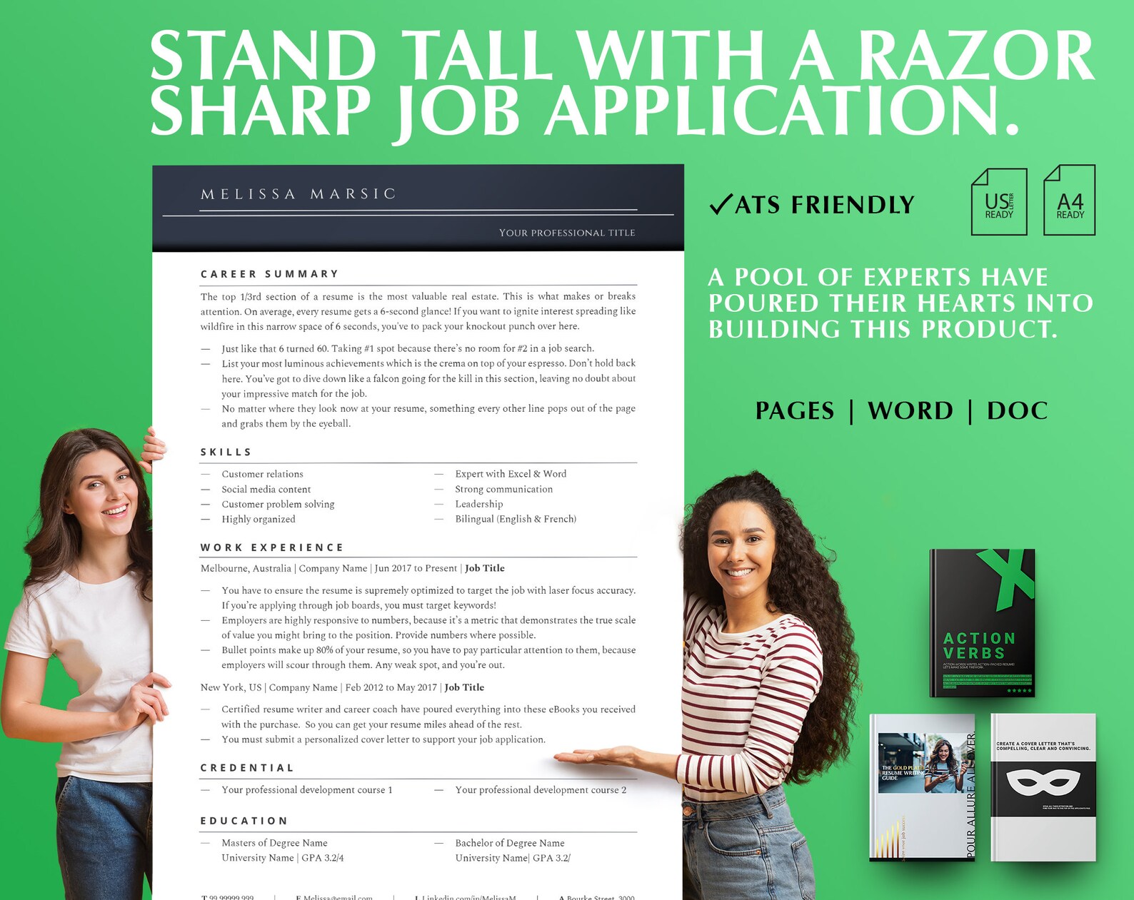 CLEAN RESUME TEMPLATE Word, Pages Resume Template, Cv Ats Template ...