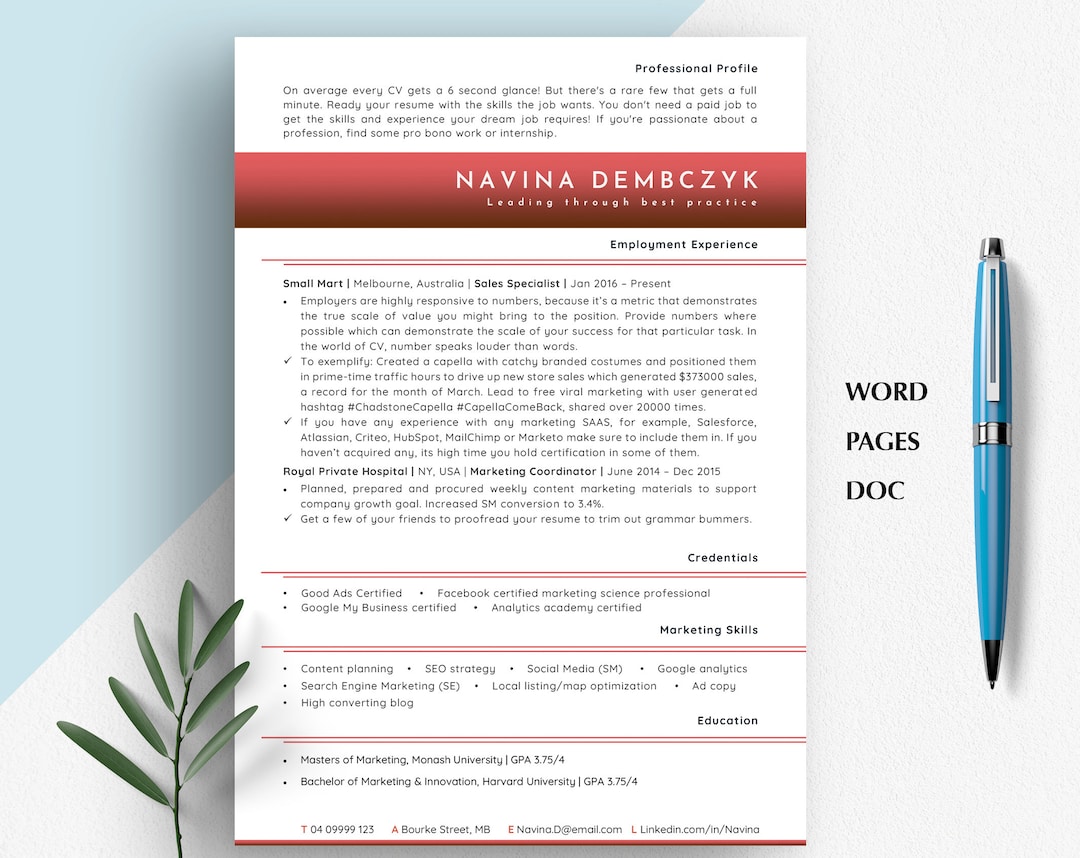 Sales Resume,sales Resume Template, Resume Template, Google Doc Resume ...