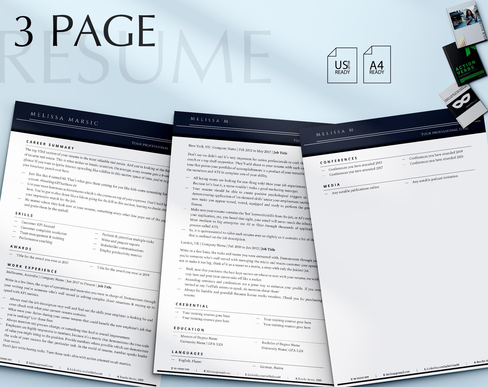 CLEAN RESUME TEMPLATE Word, Pages Resume Template, Cv Ats Template ...