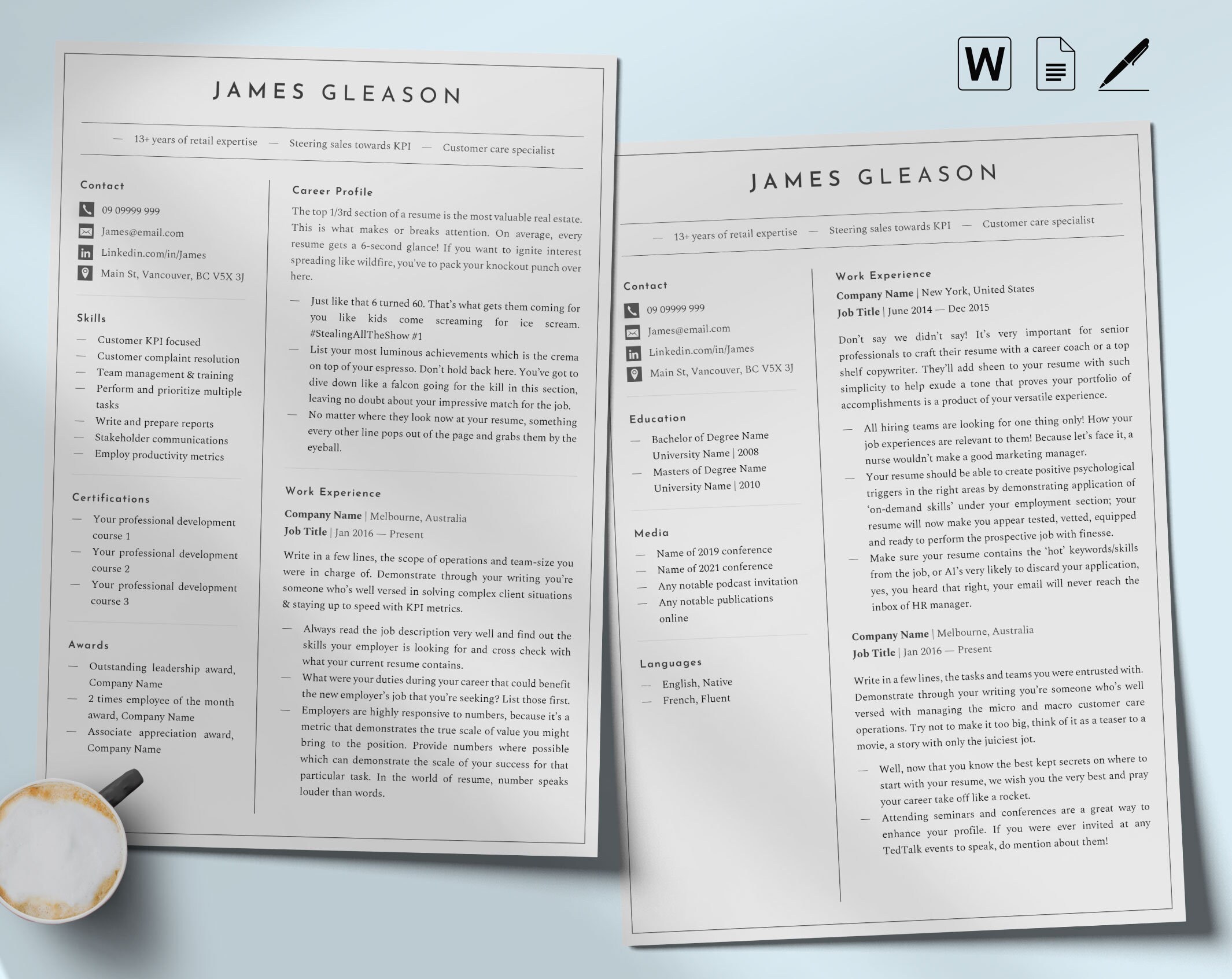 Basic Resume Example, Clean Template Microsoft Word, Resume Template ...