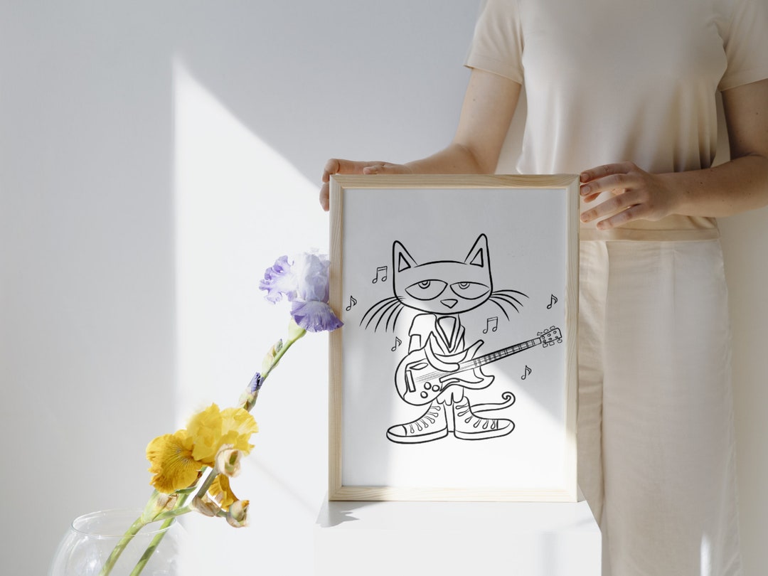 Pete the Cat Line Art Cat Line Art Decorative Cat Art - Etsy