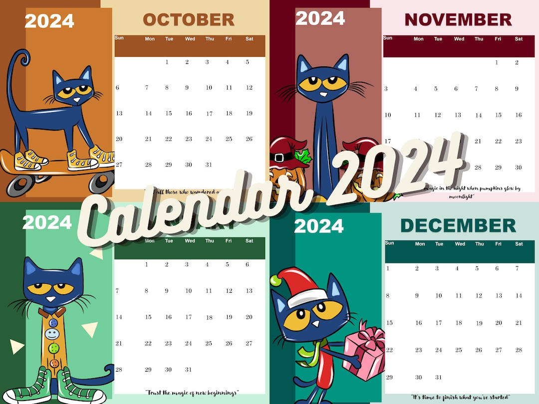 Pete the Cat 2024 Calendar Printable Calendar Digital - Etsy UK