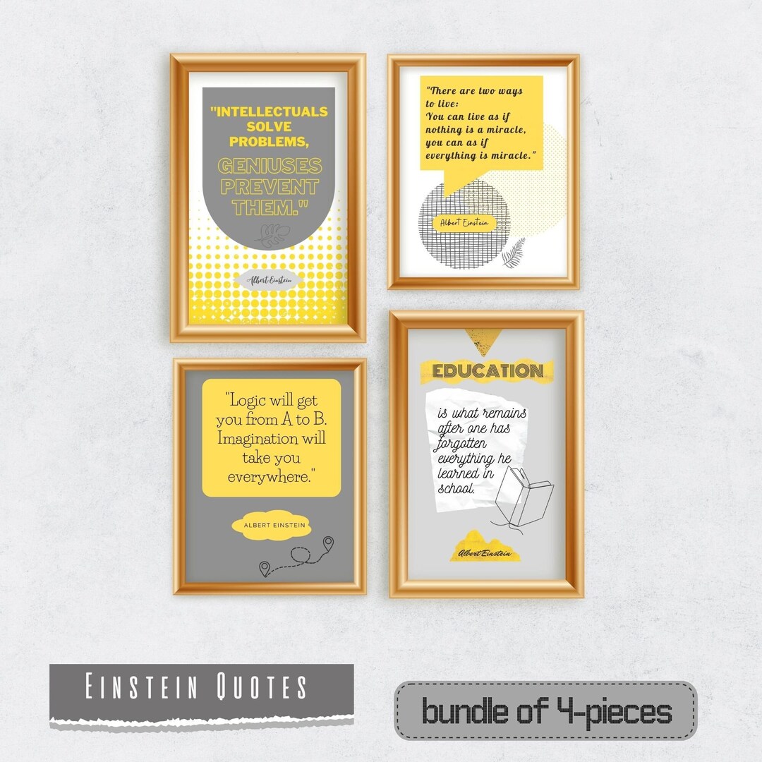 Set of 4 Einstein Quotes Einstein Wall Art Famous Quotes - Etsy