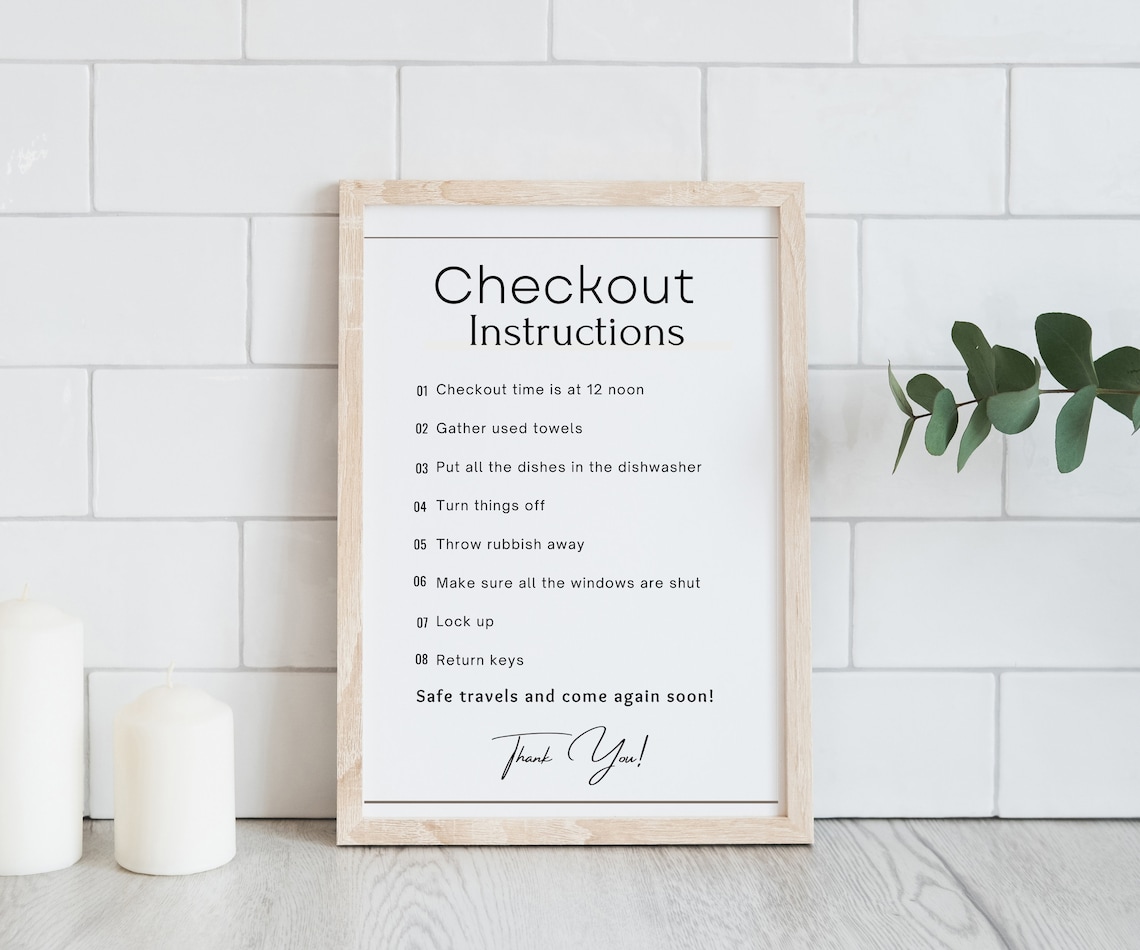Checkout Signs Checkout Listvacation Rental Signcheckout - Etsy