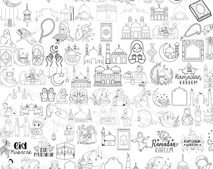 100 Pack Islamic SVG Bundle - Doodle Islamic Designs, SVG, Png & Pdf ...