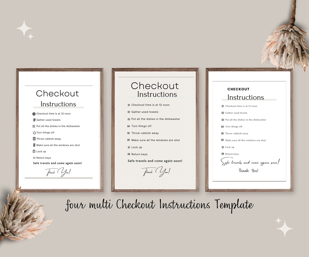 Checkout Signs Checkout Listvacation Rental Signcheckout - Etsy