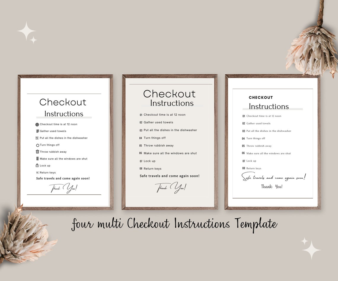 Checkout Signs Checkout Listvacation Rental Signcheckout - Etsy