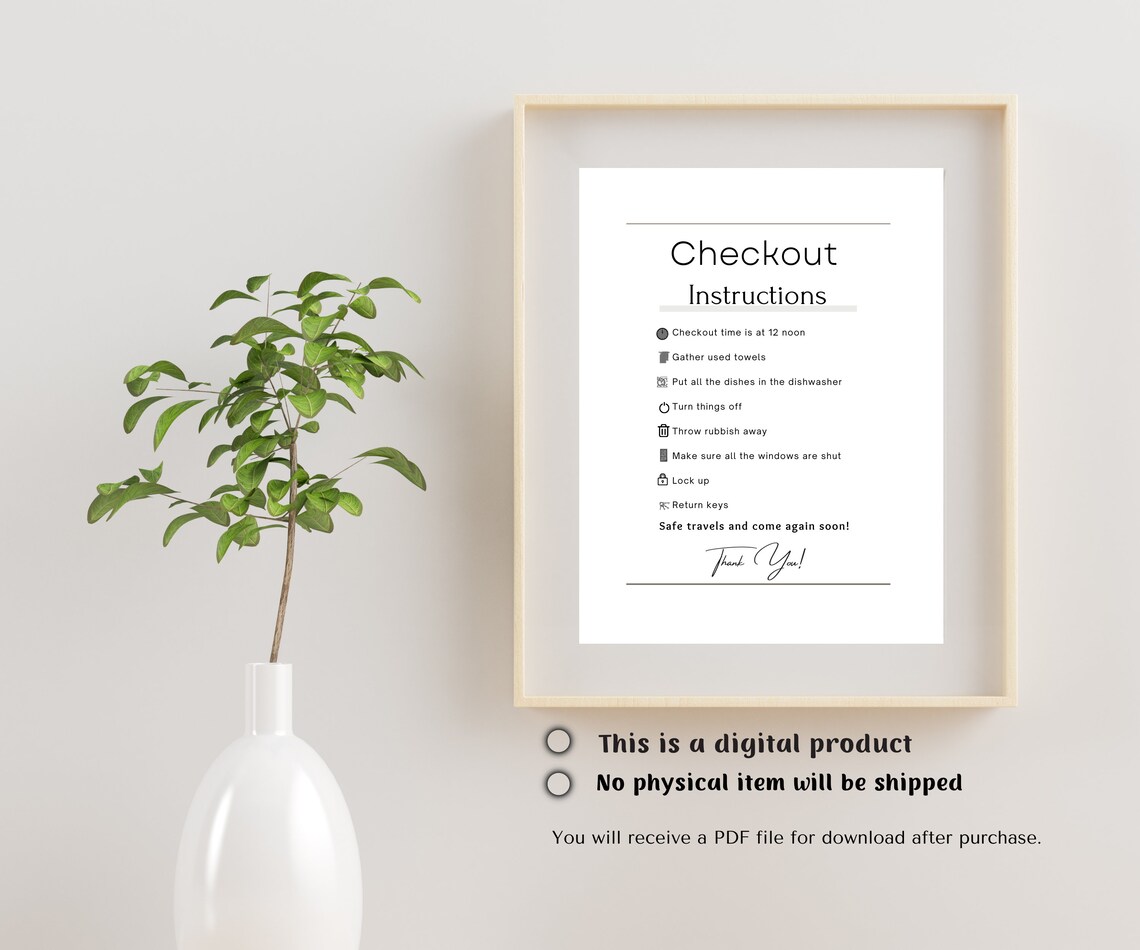 Checkout Signs Checkout Listvacation Rental Signcheckout - Etsy