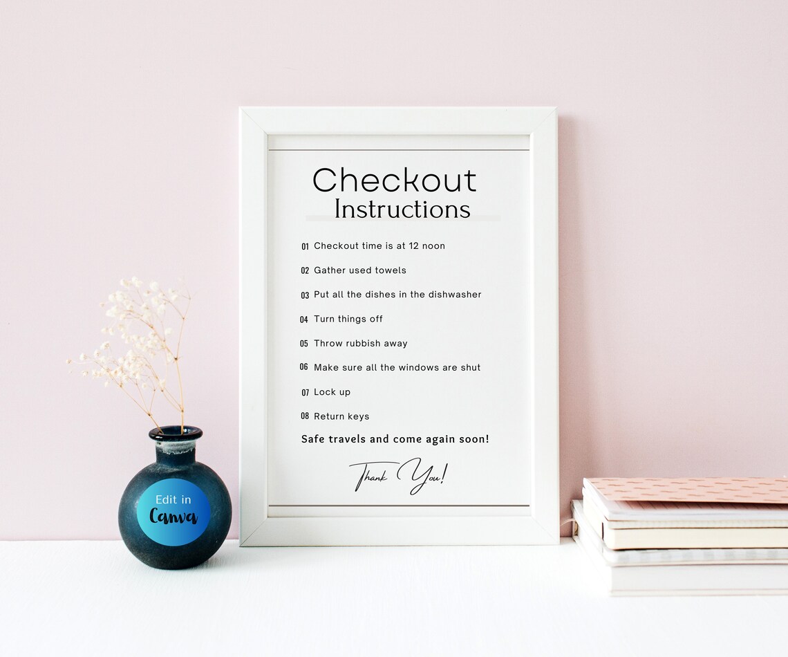 Checkout Signs Checkout Listvacation Rental Signcheckout - Etsy