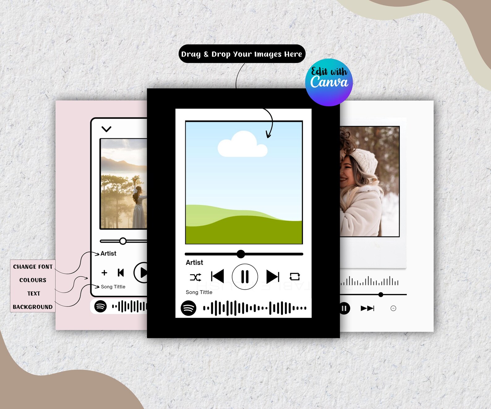 Music Player Template Canva, Music Player Plaque, Canva Frame, Music ...