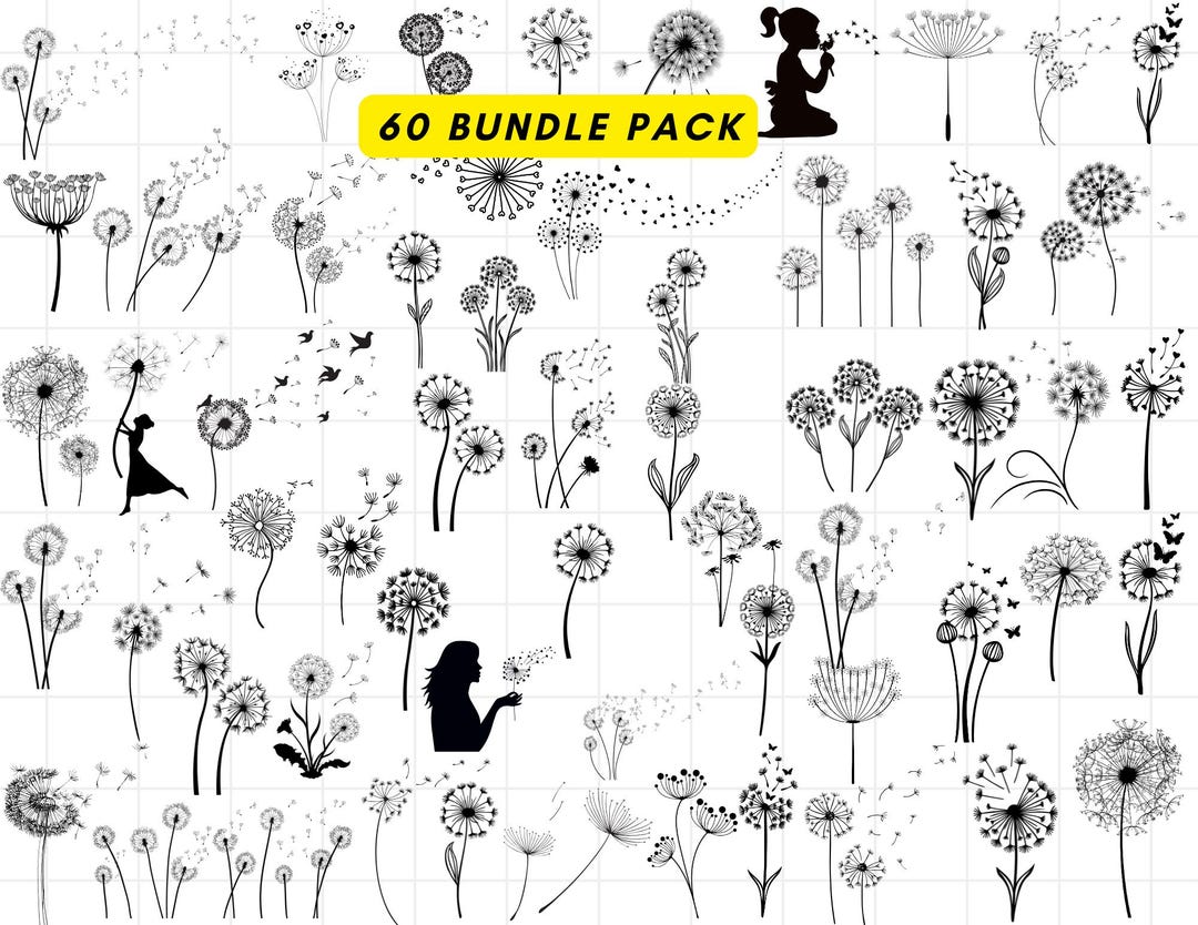 60 Dandelion Svg Bundle, Dandelion Svg, Dandelion Png, Svg Bundle Cut ...
