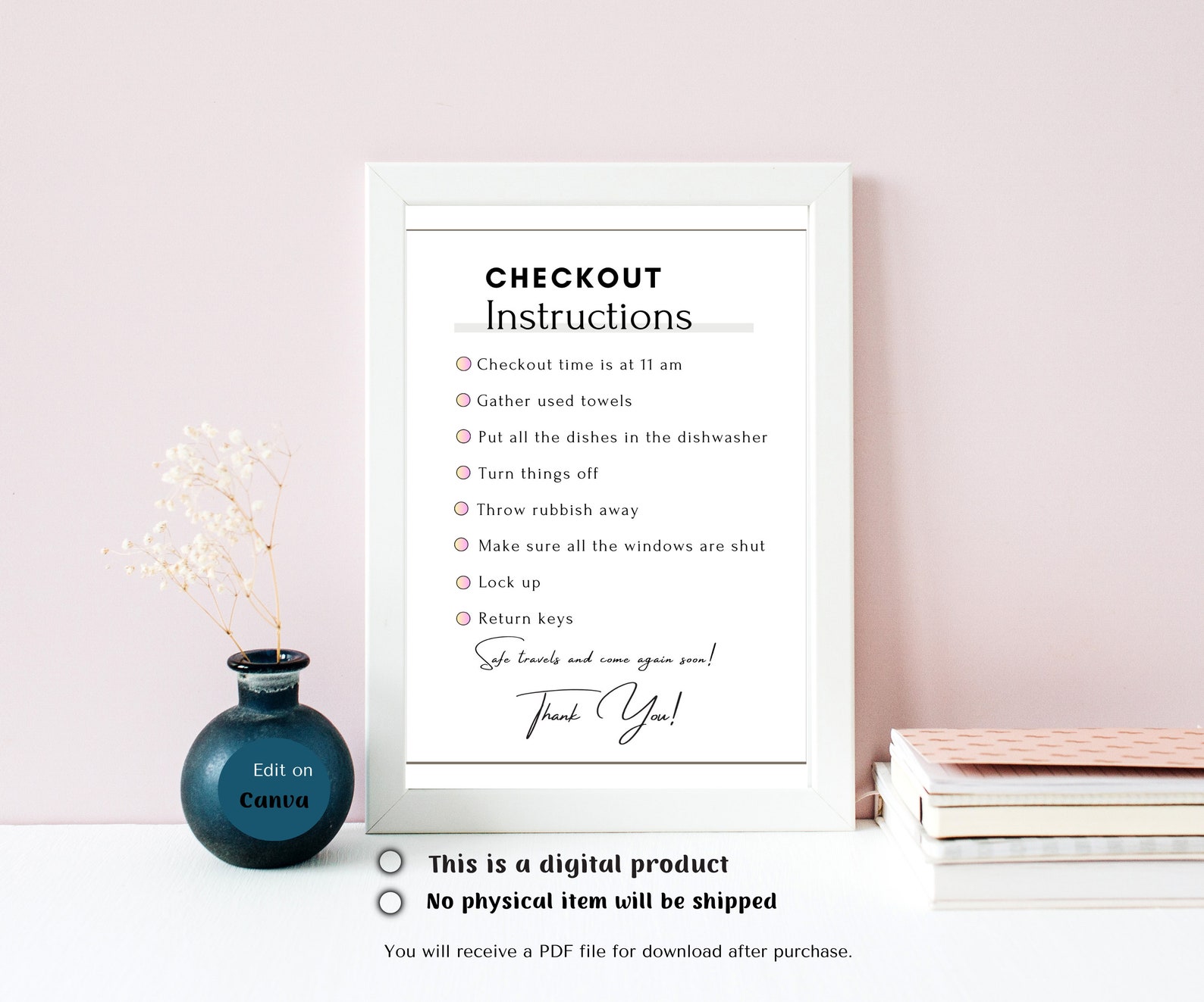 Checkout Signs, Checkout List,vacation Rental Sign,checkout Template ...