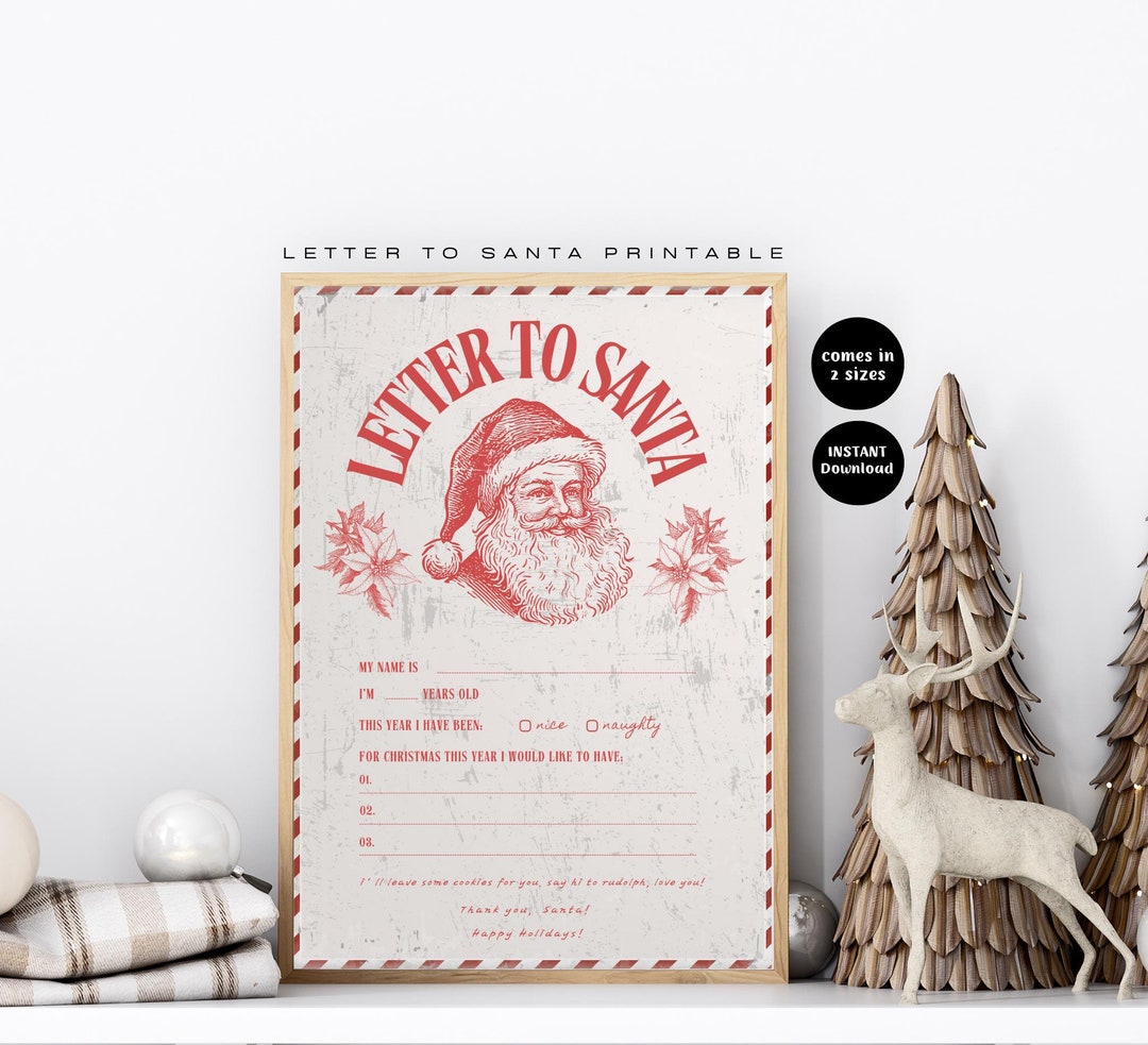 Letter to Santa Printable, Vintage Letter to Santa, Santa Wish List ...