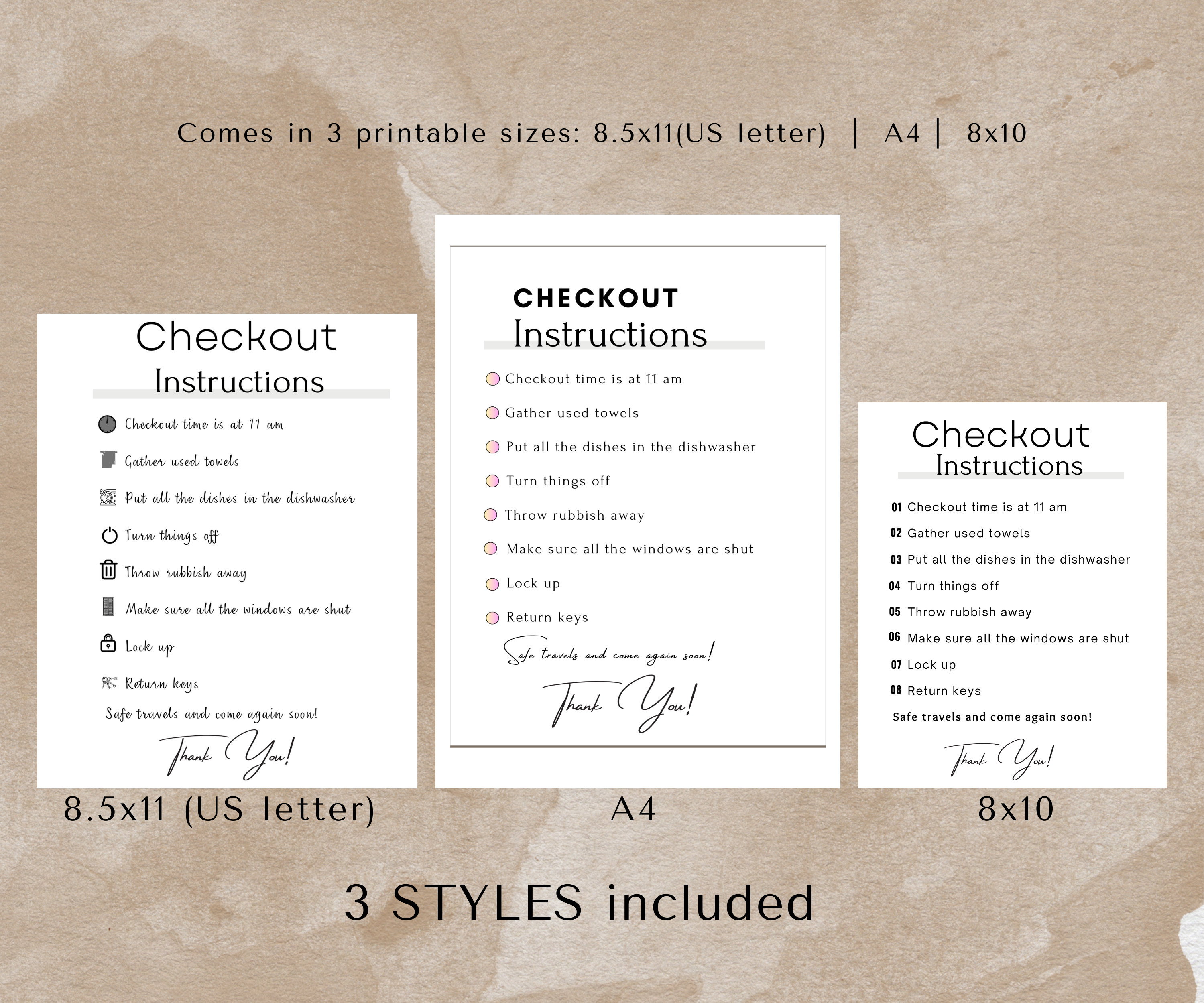 Checkout Signs, Checkout List,vacation Rental Sign,checkout Template ...