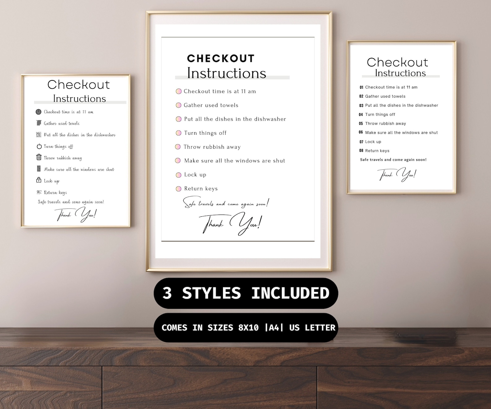 Checkout Signs, Checkout List,vacation Rental Sign,checkout Template ...