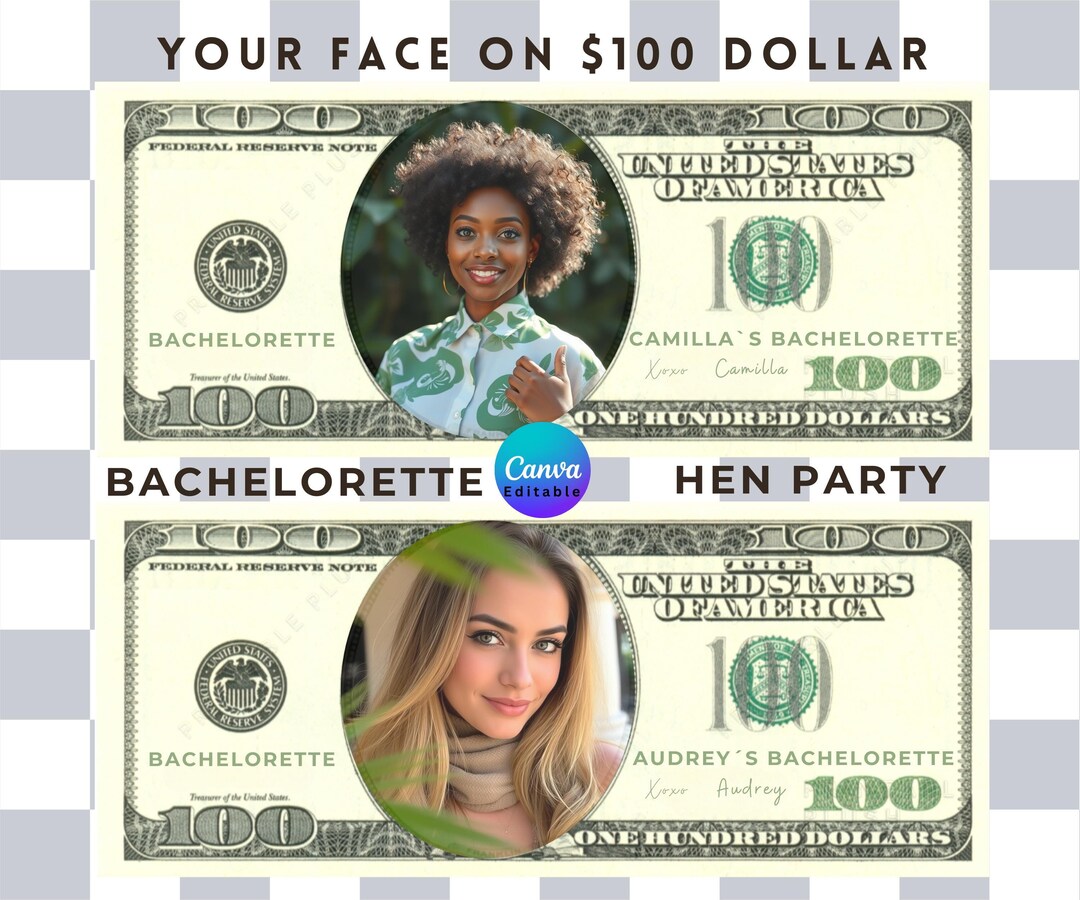 Editable Dollar Bill, Personalized Dollar Bill Template, Bachelorette ...