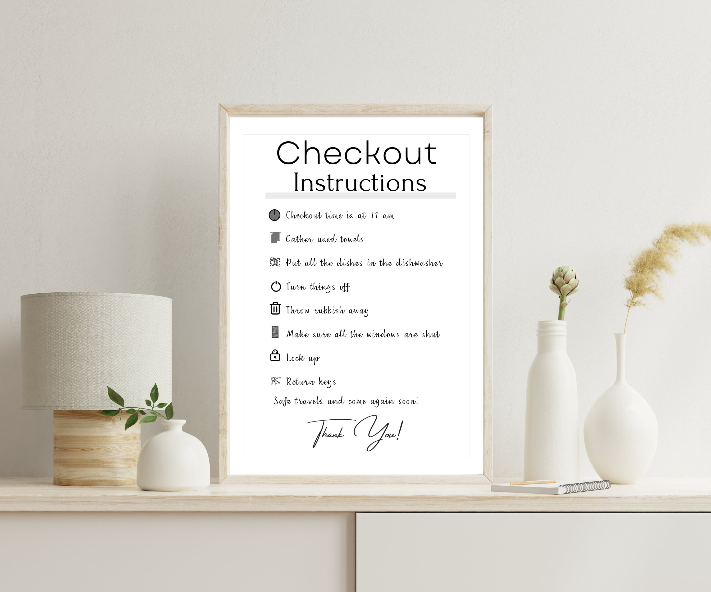 Checkout Signs, Checkout List,vacation Rental Sign,checkout Template ...