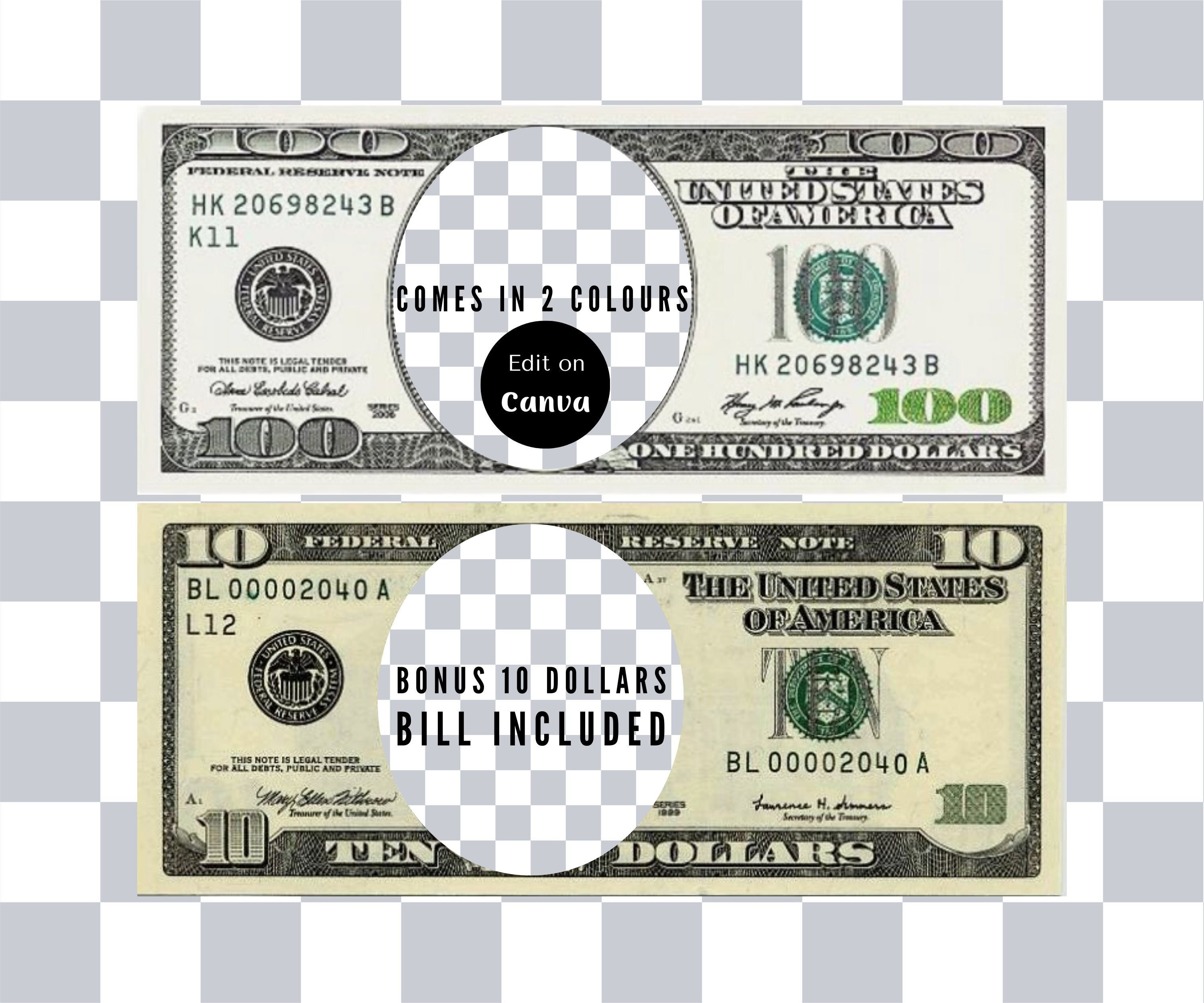 Editable 100 Dollars Image, Transparent Hundred Dollar Image ...
